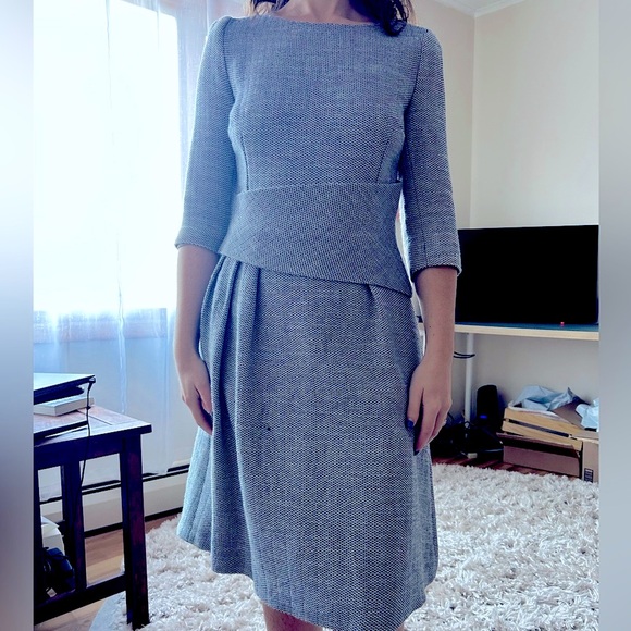 The Fold | Dresses | The Fold London Dress Tweed Blue White 8 | Poshmark